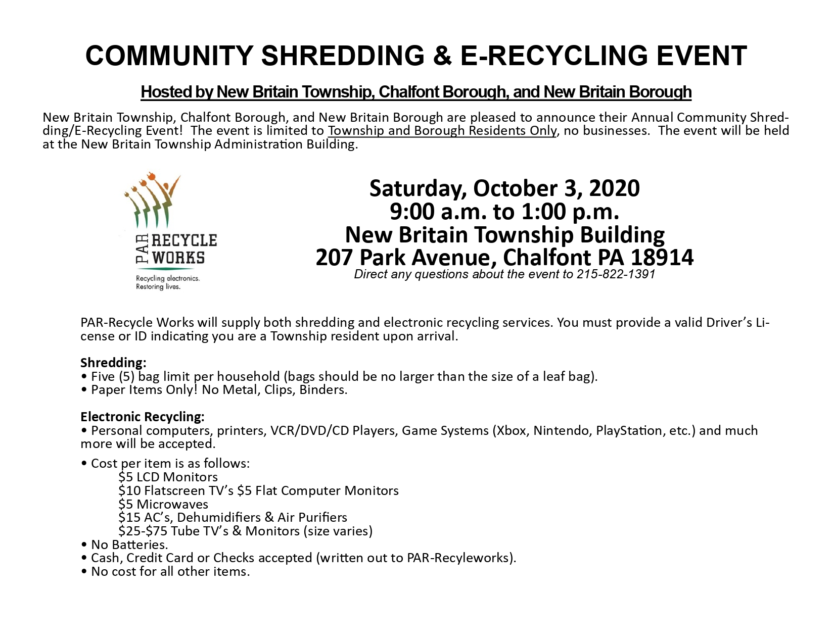 Community Shredding and E-Waste Event October 3rd at New Britain ...